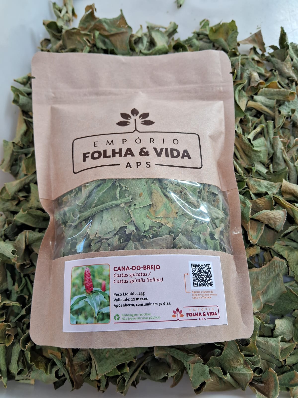 Cana-do-brejo - Costus spicatus (folhas secas) | Empório Folha & Vida